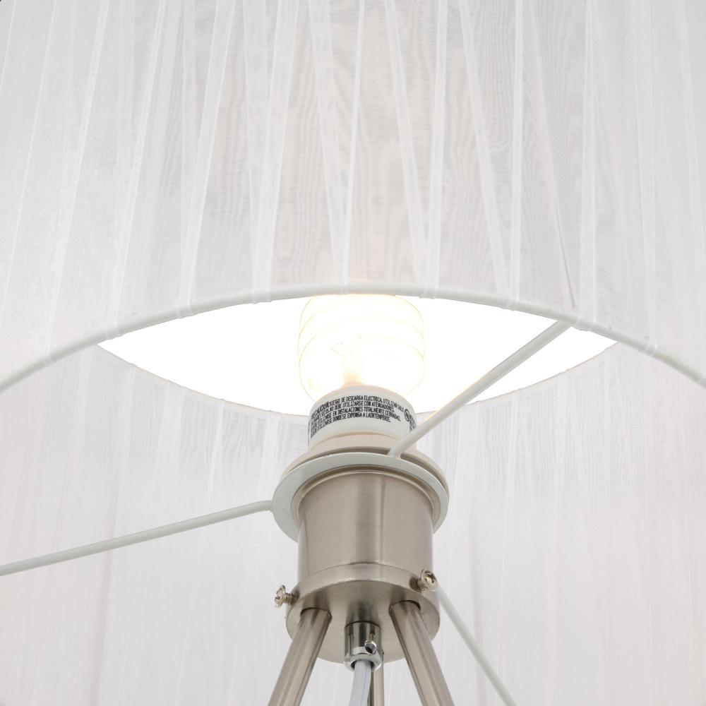 Simple Designs 19.69 in. Brushed Nickel Tripod Table Lamp with White ...