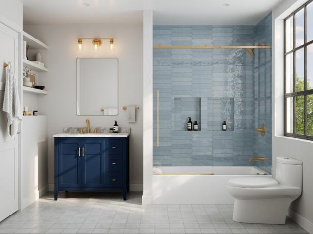 Bathroom showroom at the home depot store