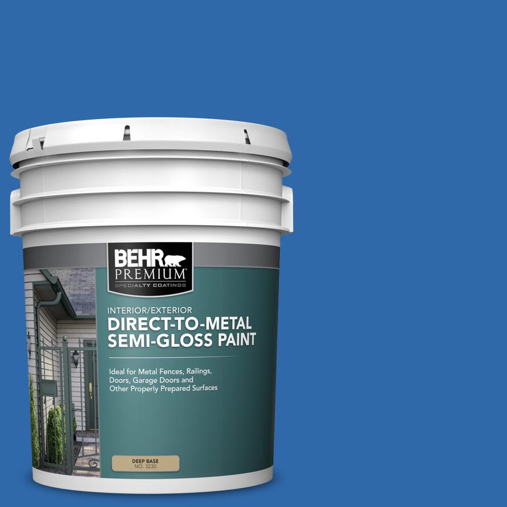 BEHR PREMIUM 5 gal. #MQ4-24 Electric Blue Semi-Gloss Direct to Metal ...