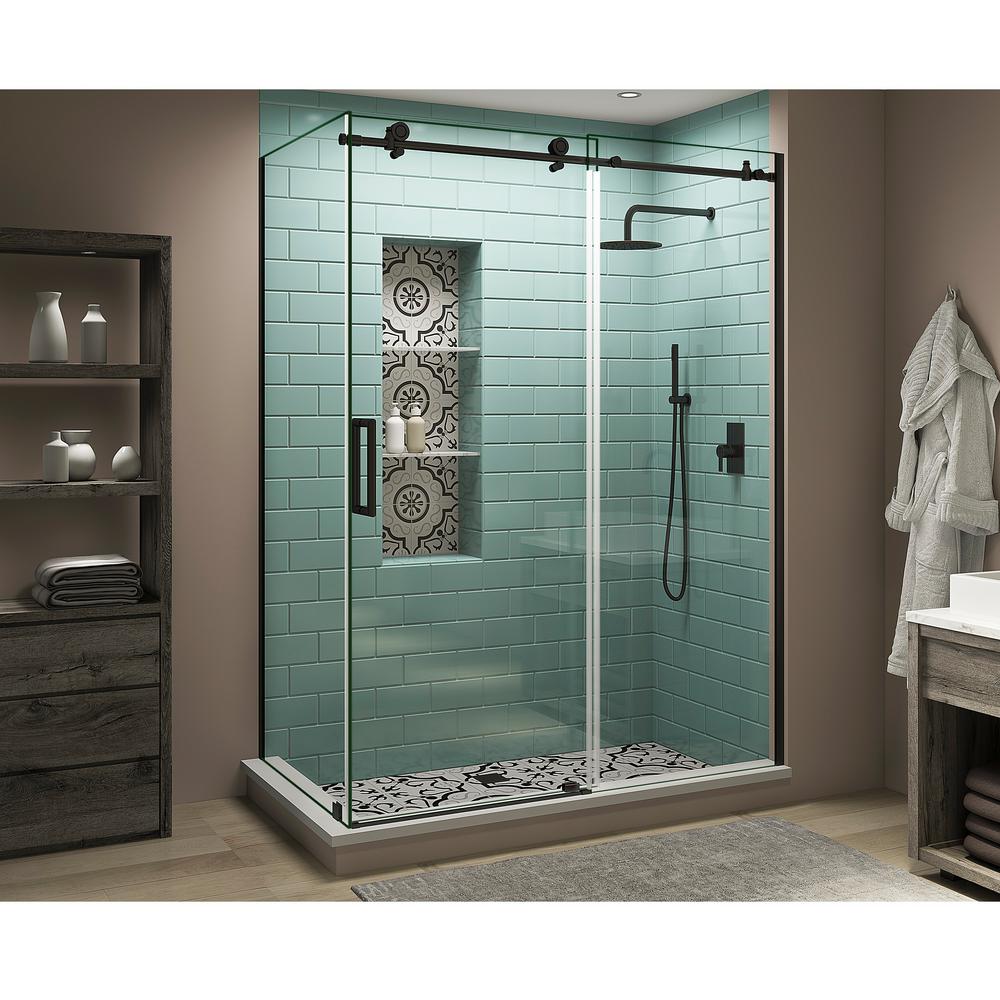 Aston 60 in. - 64 in. x 36 in. x 80 in. Frameless Corner Sliding Shower ...