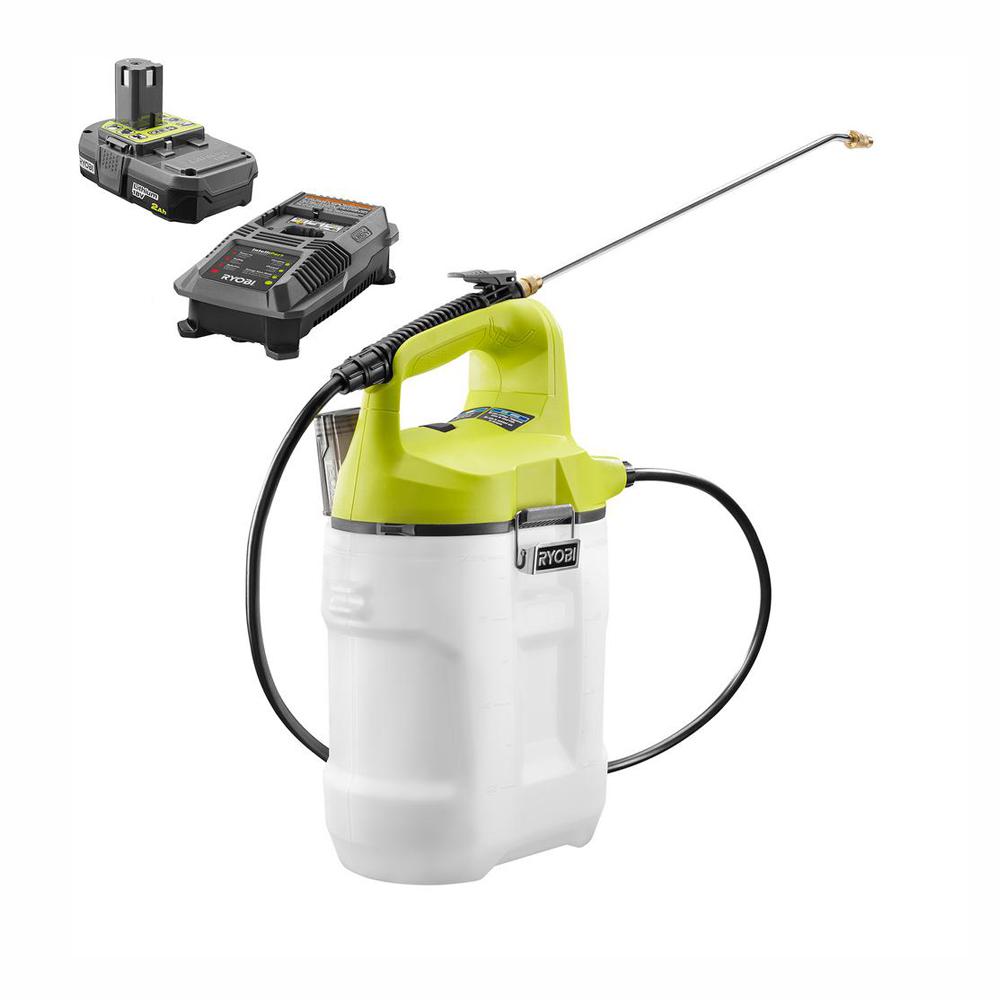 RYOBI ONE+ 18-Volt Lithium-Ion Cordless 2 Gal. Chemical Sprayer with 2. ...