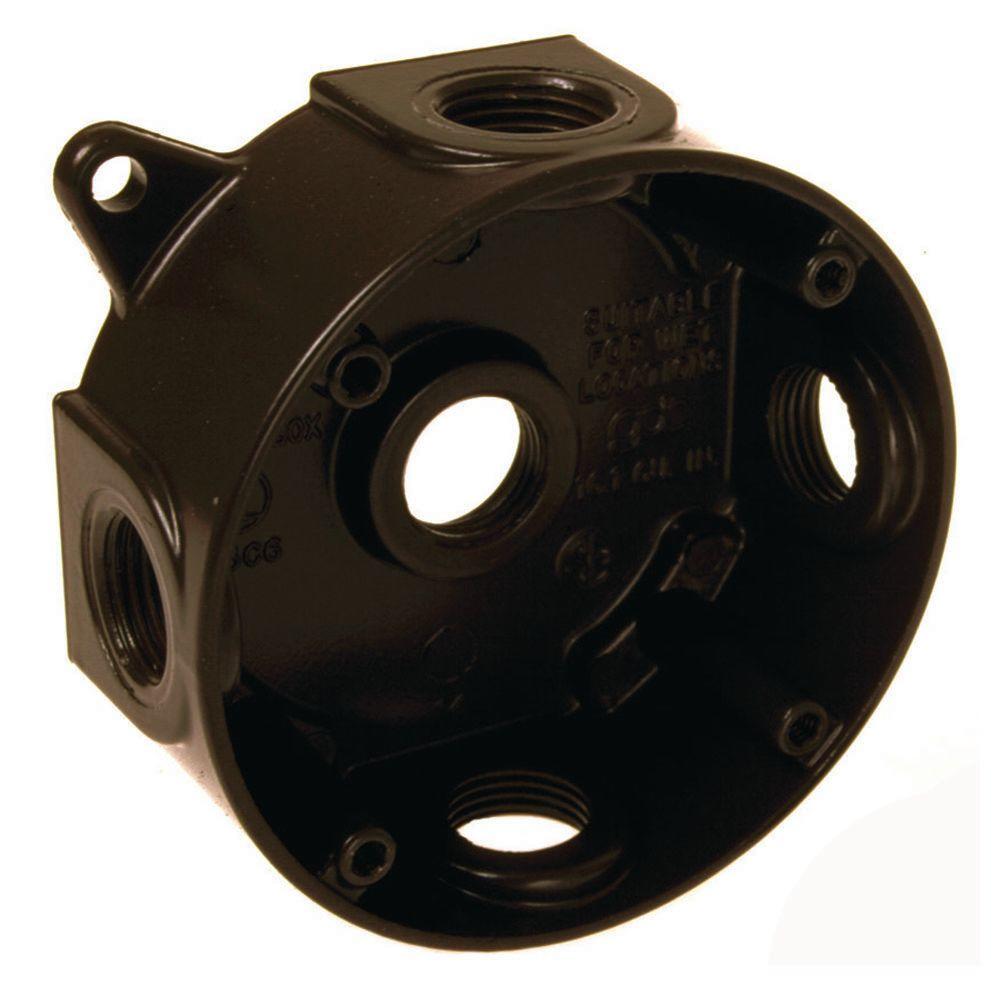 4 in. Round Weatherproof Box with Five 1/2 in. Outlets-5361-2 - The ...