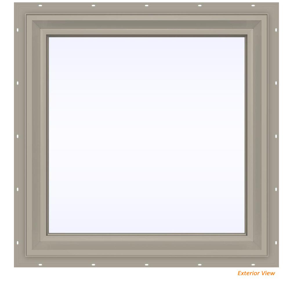 JELD-WEN 23.5 in. x 23.5 in. V-2500 Series Desert Sand Vinyl Picture ...