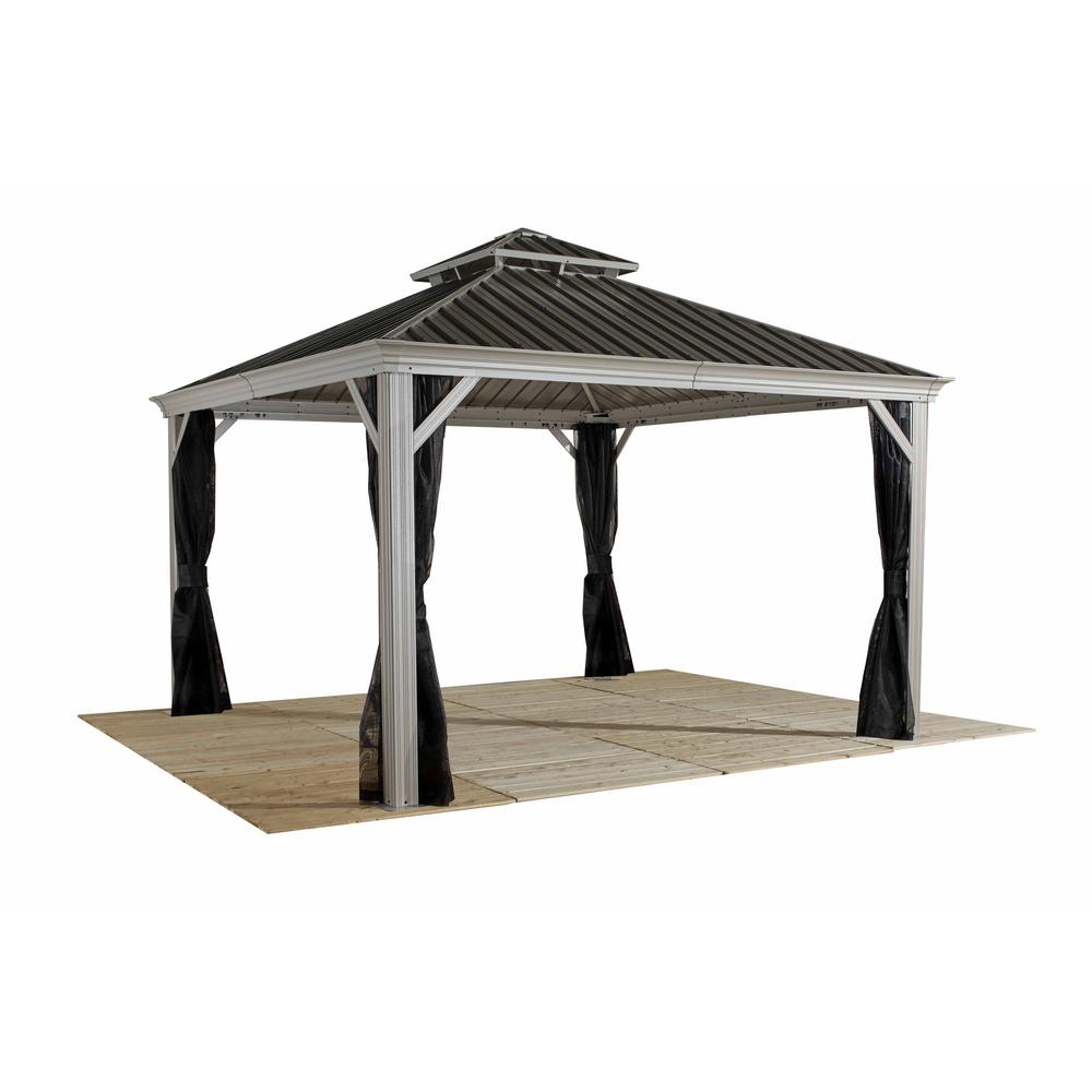 Hampton Bay Harper 10 ft. x 10 ft. Steel Hardtop Gazebo-L-GZ680PST-M ...