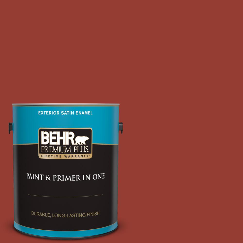 BEHR PREMIUM PLUS 1 gal. #PPU2-17 Morocco Red Satin Enamel Exterior ...