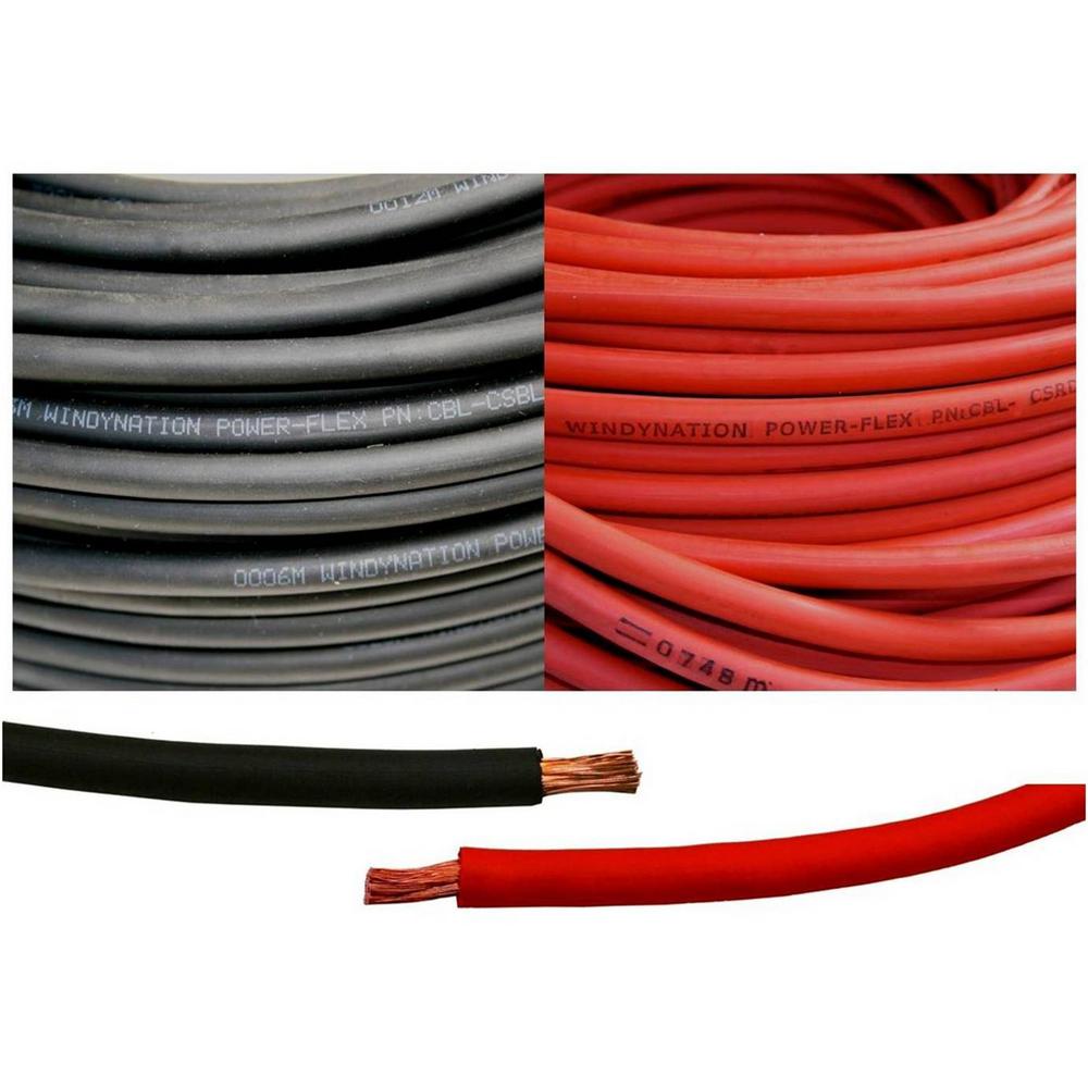 WindyNation 5 ft. Black + 5 ft. Red (10 ft. Total) 4/0-Gauge Welding ...