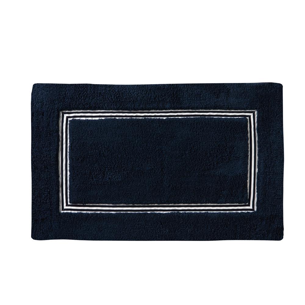Lithgow Navy 30 in. W x 20 in. L 100% Cotton Bath Mat Rug ...