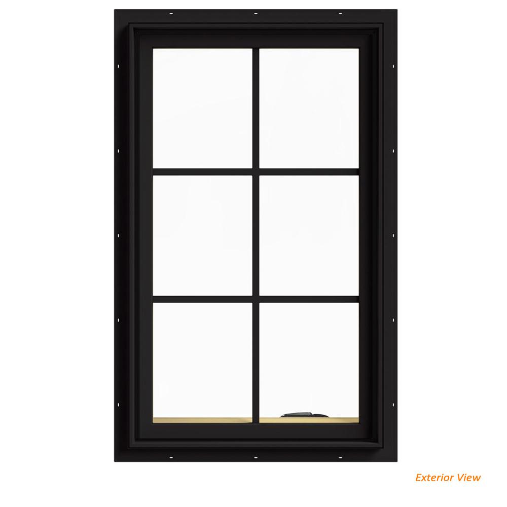 JELD-WEN 24 in. x 40 in. W-2500 Series Black Painted Clad Wood Right ...