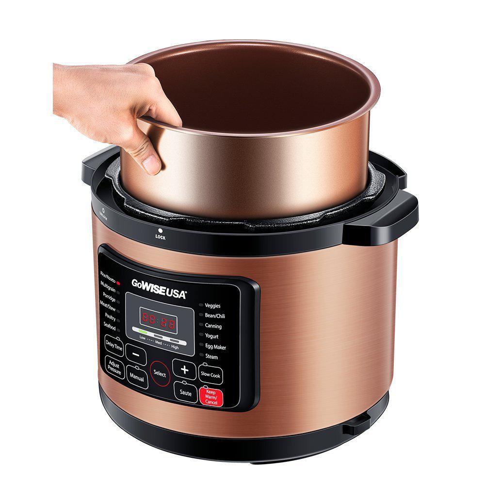 GoWISE USA 10 Qt. Copper Finish Electric Pressure Cooker with Built-In ...
