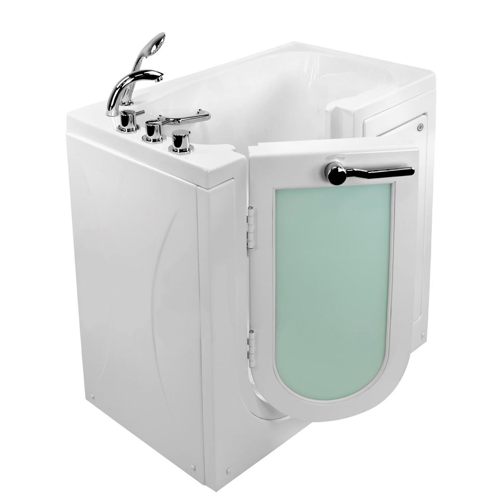 Ella Mobile 45 in. Walk-In Soaking Bathtub in White with Left Outward ...