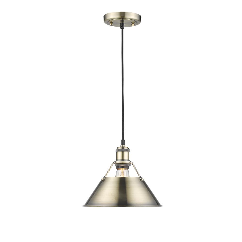 Golden Lighting Orwell Ab 1 Light Aged Brass Pendant With Aged Brass Shade 3306 M Ab Ab The