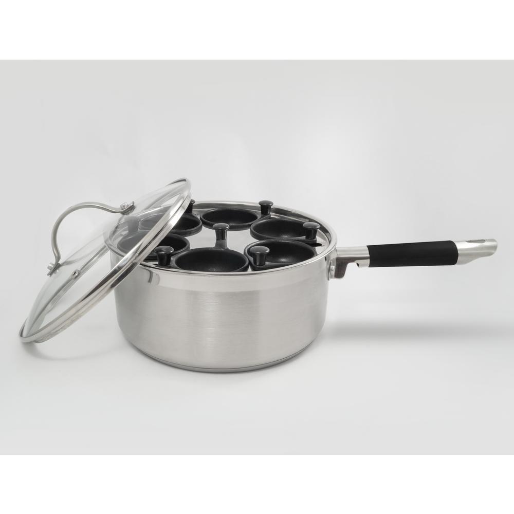 ExcelSteel Professional 4-Cup Stainless Steel Egg Poacher with Glass ...