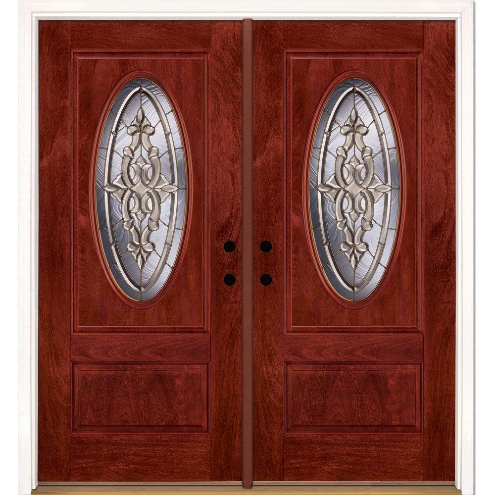 Feather River Doors 74 in.x81.625 in. Silverdale Brass 3/4 Oval Lite ...