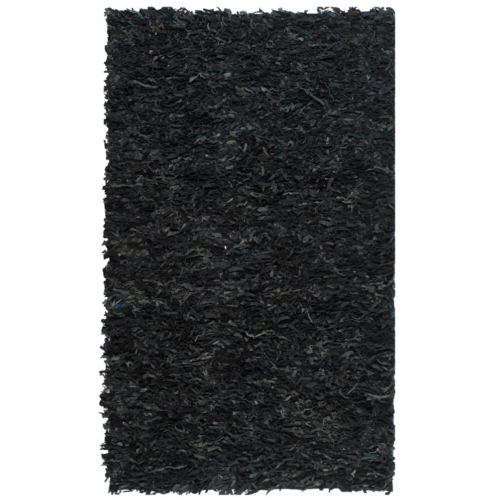 Safavieh Leather Shag Black 5 ft. x 8 ft. Area Rug-LSG511A-5 - The Home ...
