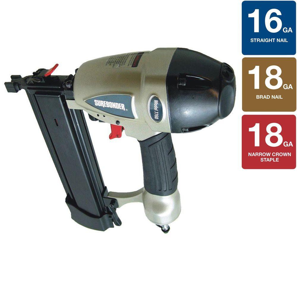 Surebonder Pneumatic 3 in 1 Stapler Nailer Tool 7760 The Home Depot Surebonder Pneumatic 3 in 1 Stapler Nailer Tool 7760 The Home Depot