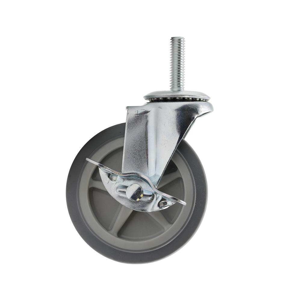 Everbilt 4 in. Medium Duty Gray TPR Caster Stem Mount with Brake 130 ...