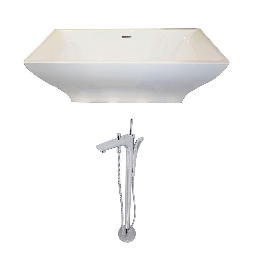 Universal Tubs Ivory 6 ft. Acrylic Center Drain Oval Bathtub in White ...