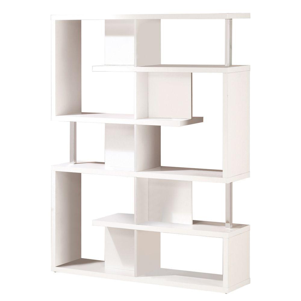 Baxton Studio 75.5 in. White Wood 6-shelf Accent Bookcase with Open ...