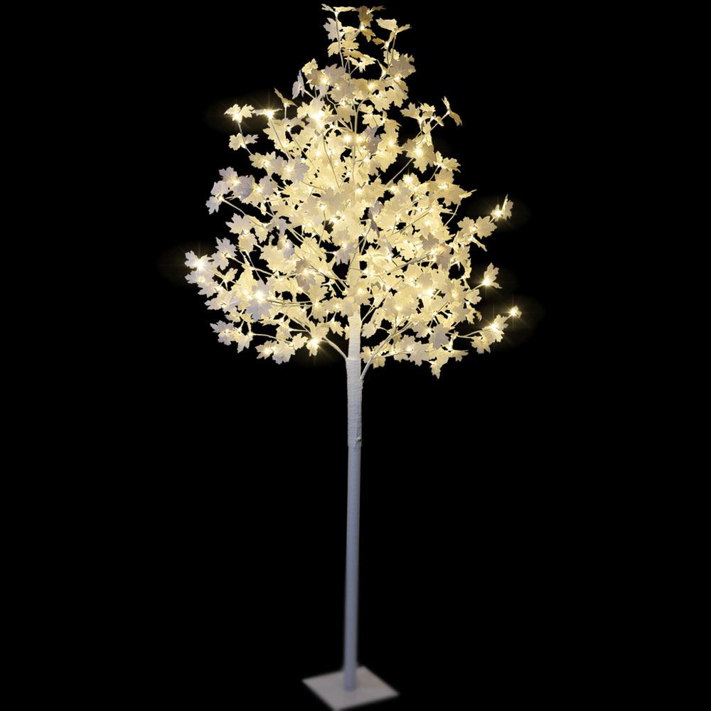 Lightshare 8 ft. Pre-Lit Maple Tree with White Leaves and 264 Warm ...