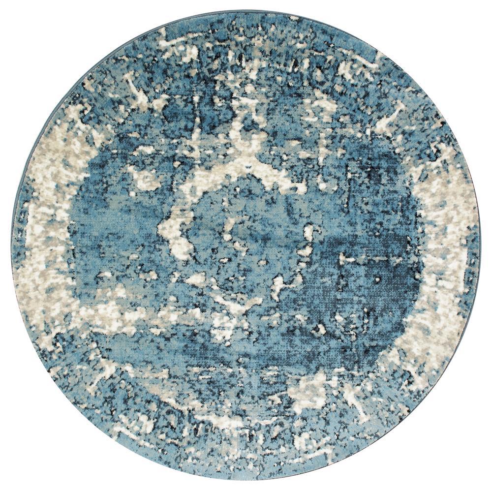 nuLOOM Lindsy Distressed Vintage Blue 4 ft. x 4 ft. Round Area Rug ...