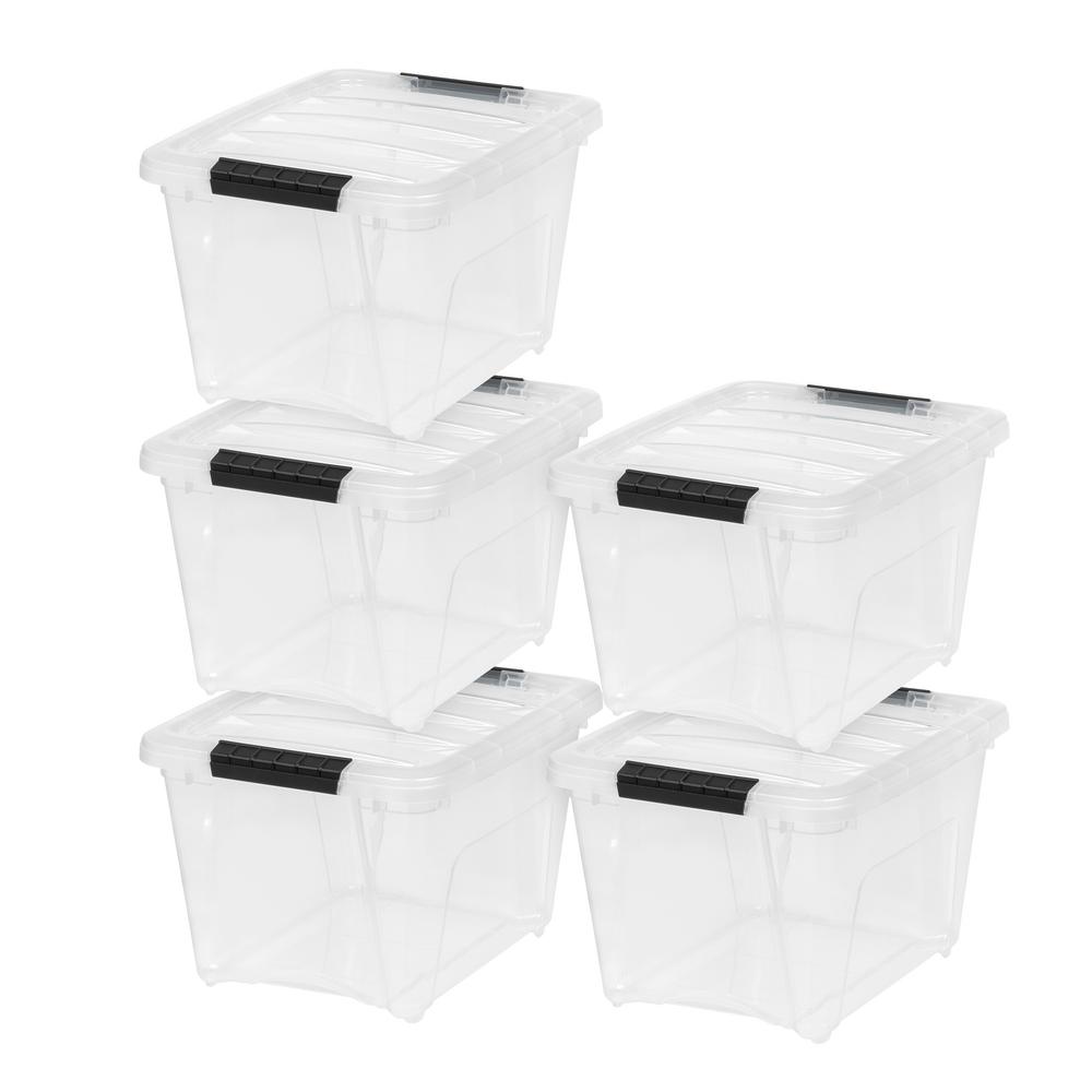 Iris 19 Qt Stack And Pull Box In Clear 5 Pack 580034 The Home Depot
