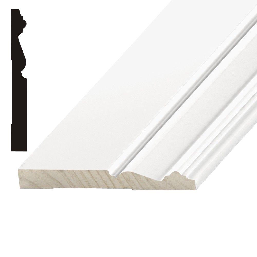 Kelleher Monterey 9/16 in. x 5-1/4 in. Double Primed Pine Base Moulding ...