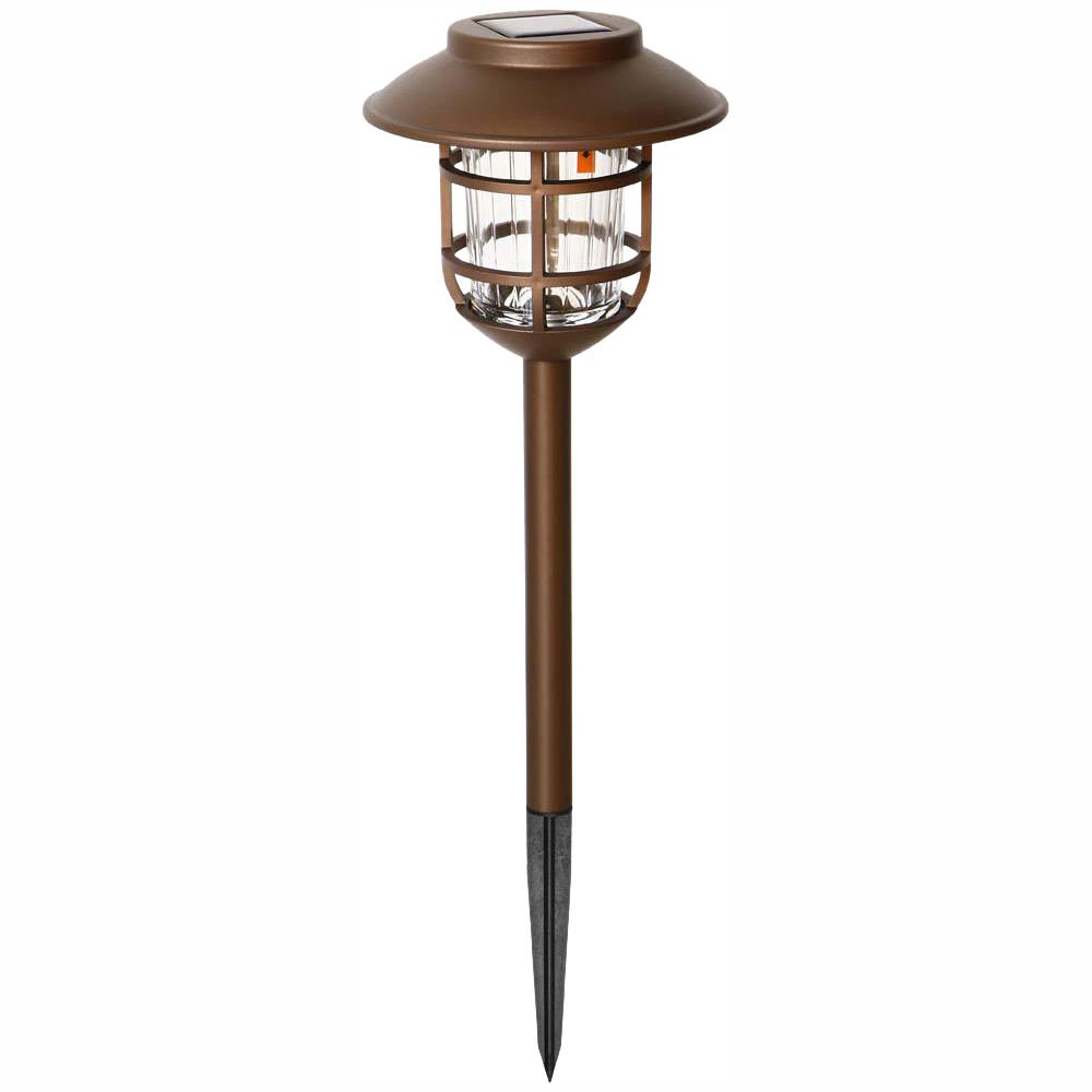 Hampton Bay Solar Golden Bronze Outdoor Integrated LED Landscape Path ...