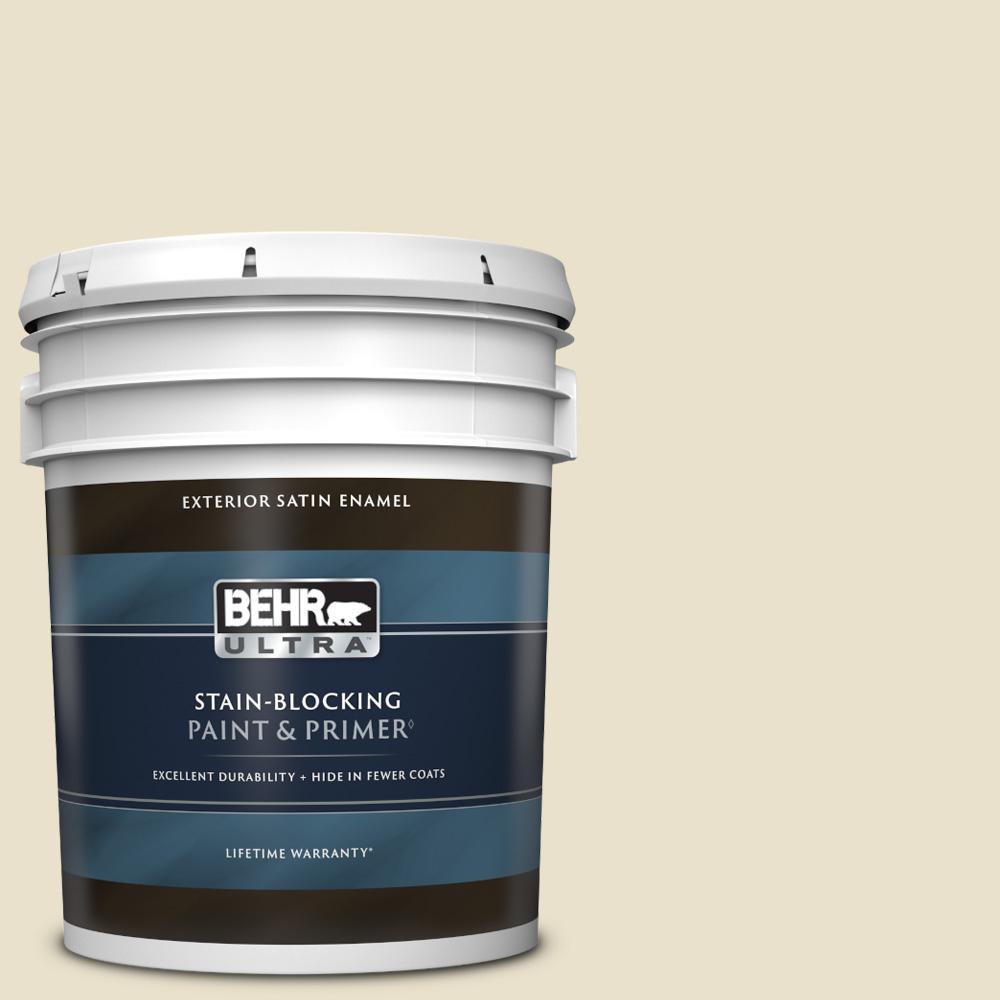 BEHR ULTRA 5 gal. #760C-2 Country Beige Satin Enamel Exterior Paint ...