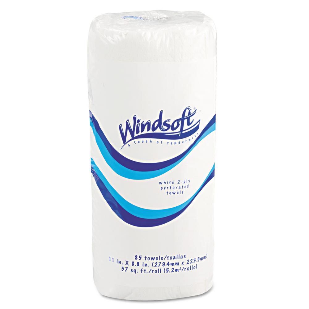 Windsoft Kitchen Roll Towels 2 Ply 11 x 8.8 White (85 Sheets per Roll ...