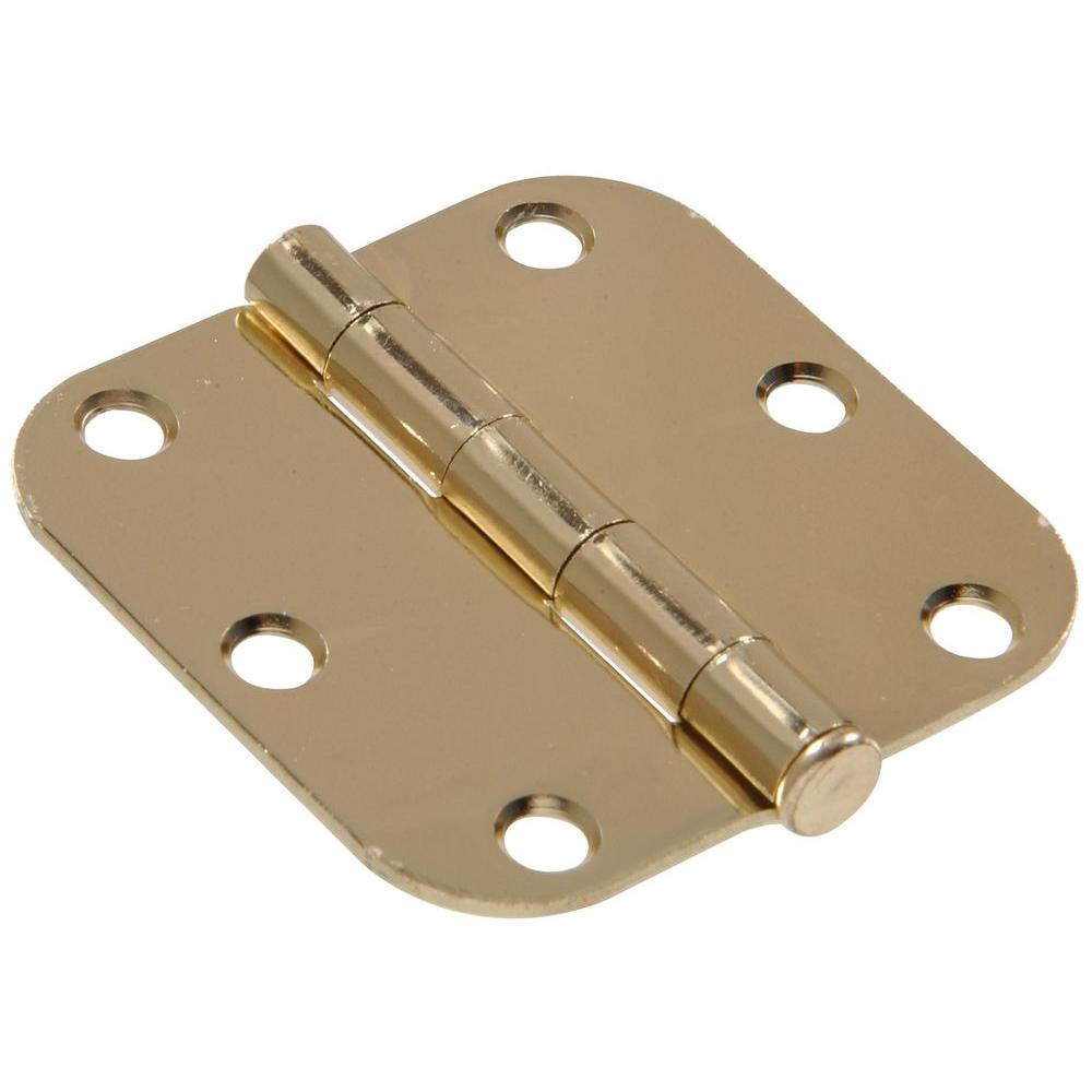 Hardware Essentials 3-1/2 in. Satin Brass Residential Door Hinge with 5 ...