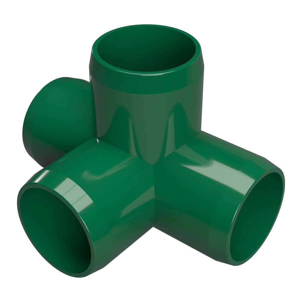 Formufit 3/4 in. Furniture Grade PVC 4-Way Tee in Green (8-Pack ...