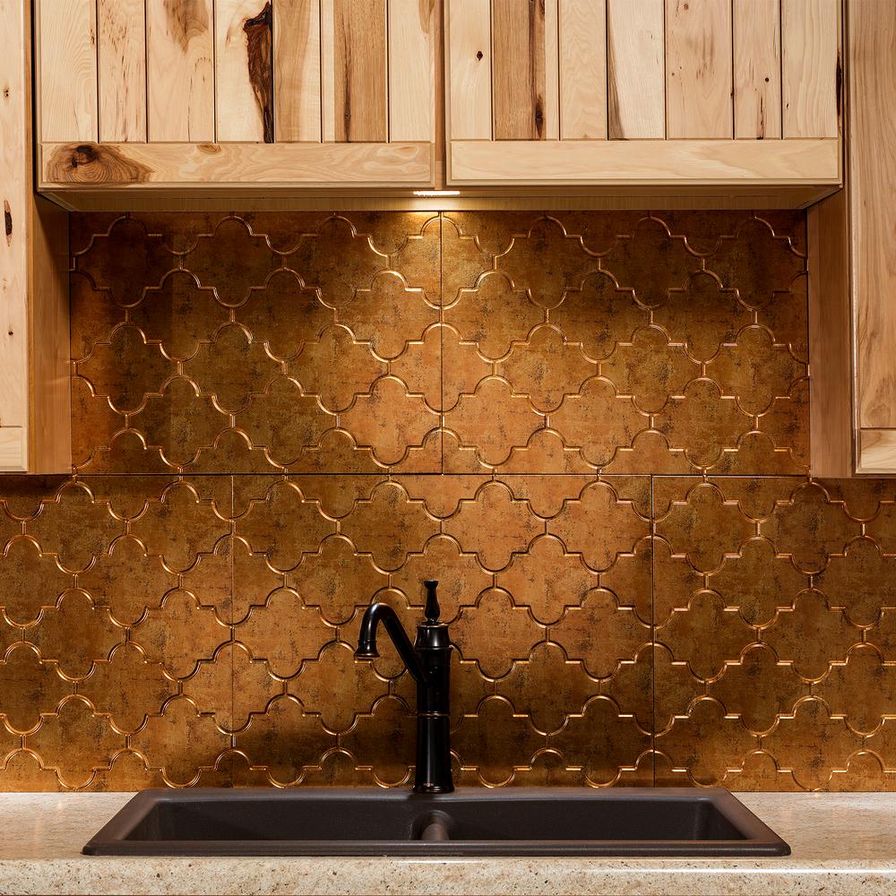 Fasade Monaco 18 in. x 24 in. Muted Gold Vinyl Decorative Wall Tile ...