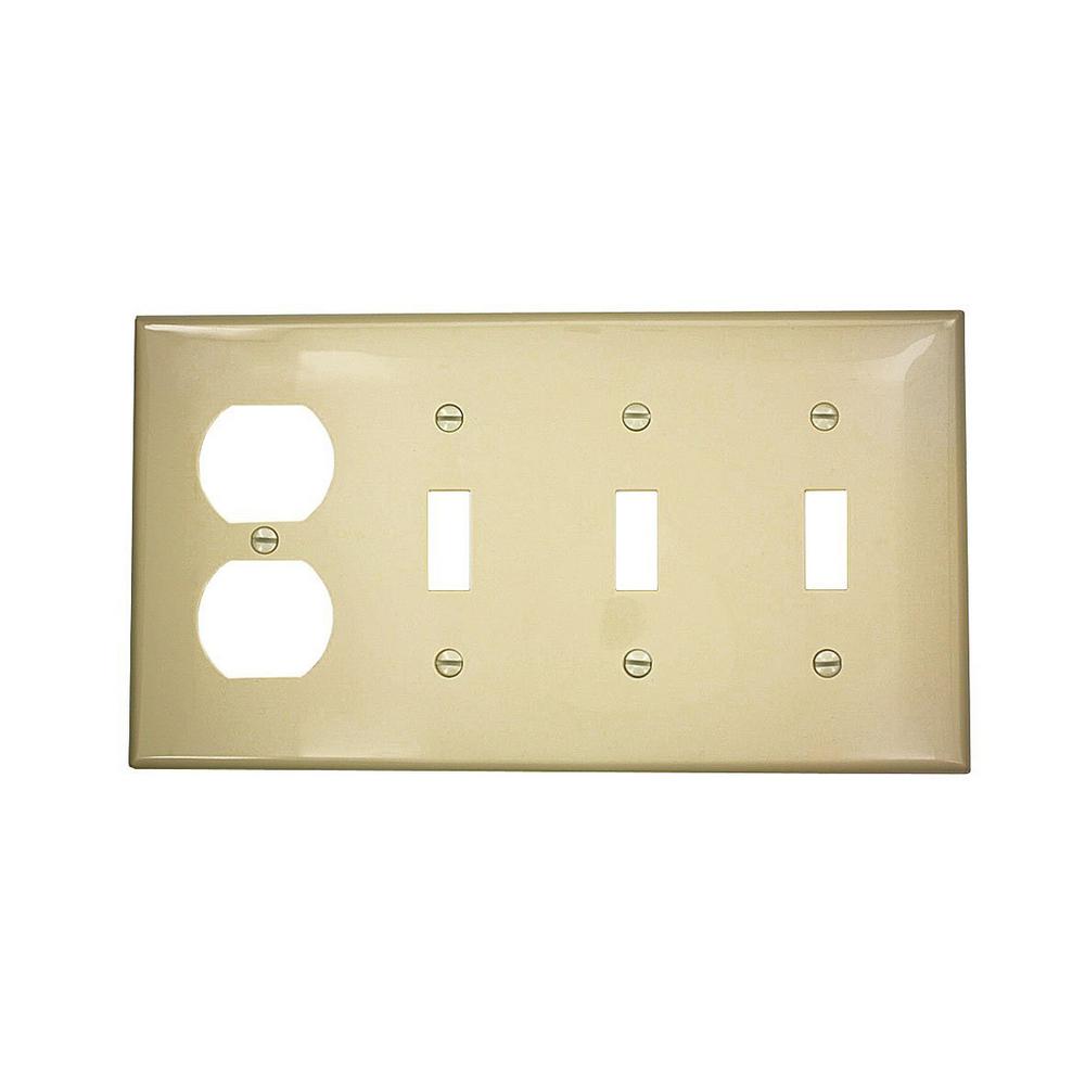 Leviton 4-Gang Standard Size 3-Toggles 1-Duplex Receptacle Nylon ...