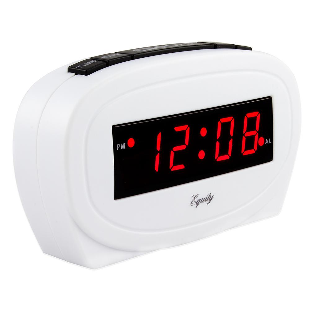 Equity by La Crosse Digital 0.60 in. Red LED Electric White Alarm Table ...