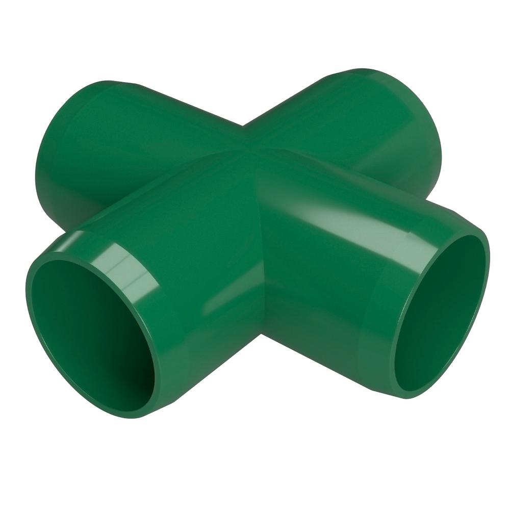 Formufit 1-1/4 in. Furniture Grade PVC 5-Way Cross in Green (4-Pack ...