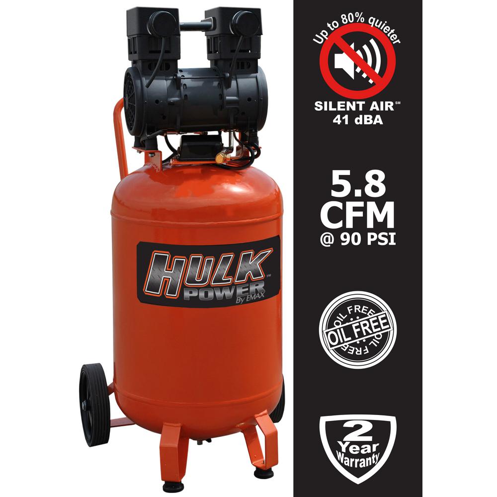 HULK POWER 20 Gal. 2 HP Portable Electric-Powered Vertical Silent Air ...