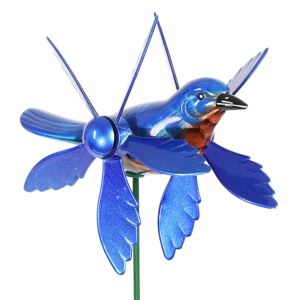 Exhart WindyWing Song Bird BlueBird 2.4 ft. Blue Plastic Garden Stake ...