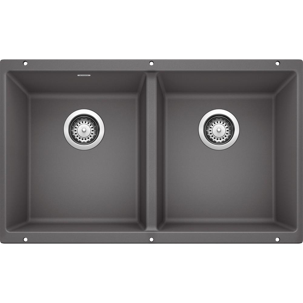 Blanco PRECIS Undermount Granite Composite 29.75 in. 50/50 Double Bowl ...