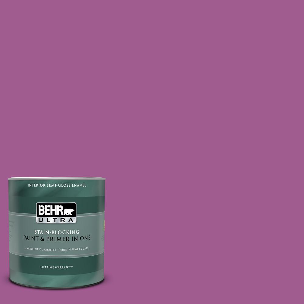 BEHR ULTRA 1 qt. #P110-6 Wild Berry Semi-Gloss Enamel Interior Paint ...