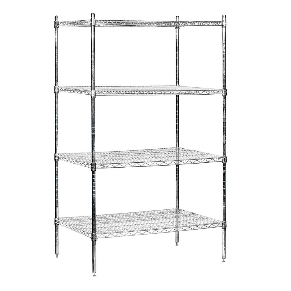 Salsbury Industries Chrome 3-Tier Welded Wire Shelving Unit (36 in. W x ...