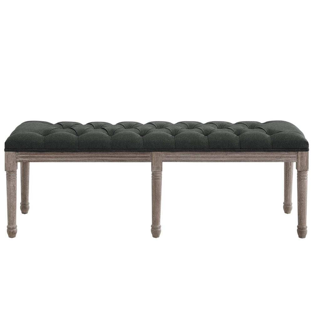 MODWAY Province Gray French Vintage Upholstered Fabric Bench-EEI-3368 ...