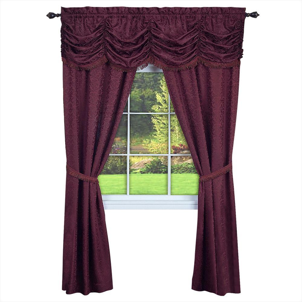 Achim Semi-Opaque Panache Burgundy Window in A Bag Curtain - 55 in. W x ...