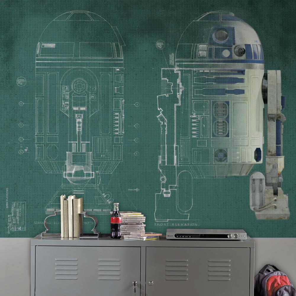RoomMates 90 in. x 72 in. Star Wars R2-D2 Prepasted Mural 5-Panel ...