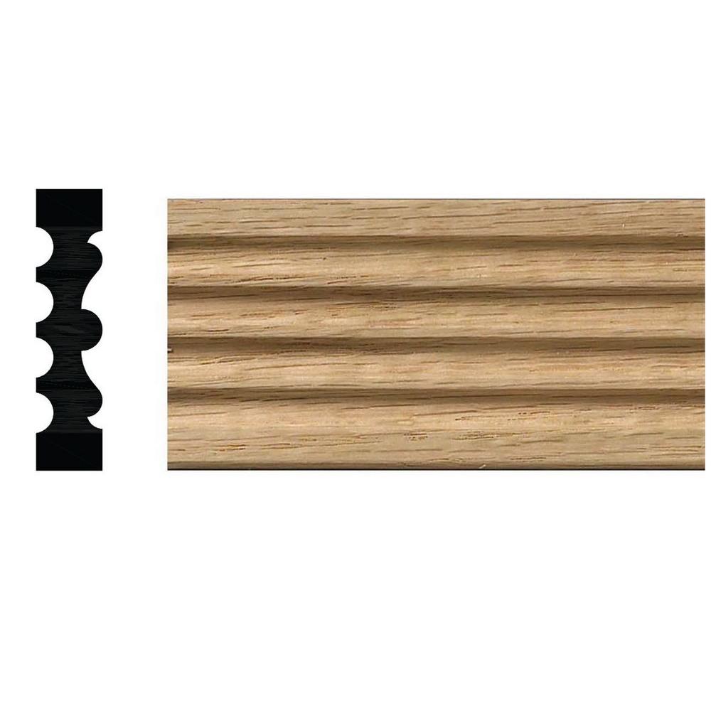 Ornamental Mouldings 1/2 in. x 2-1/8 in. x 84 in. Natural Oak Fluted ...