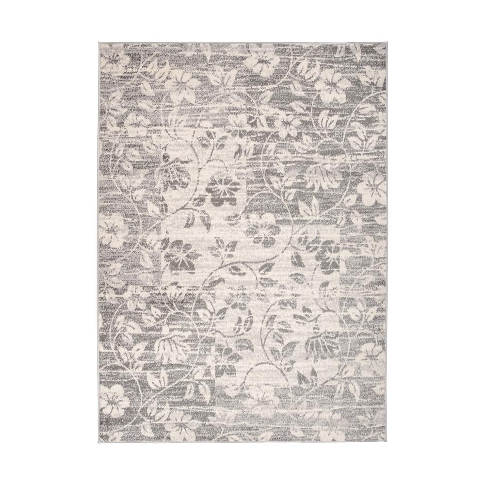 World Rug Gallery Contemporary Modern Floral Gray 6 ft. 6 in. x 9 ft ...