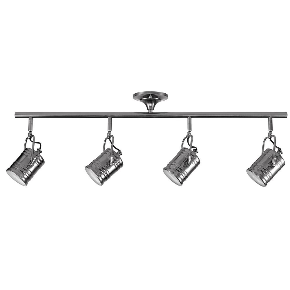 Hampton Bay 4-Light Pewter Integrated LED Track Lighting Fixture ...