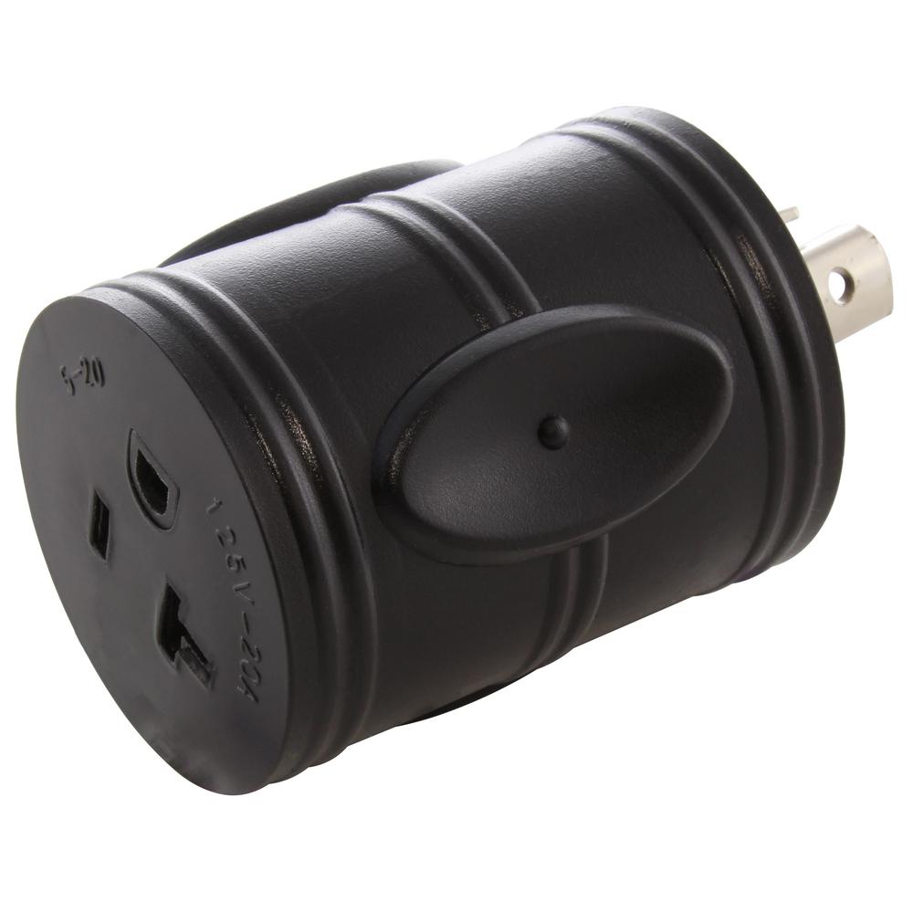 AC WORKS Plug Adapter, 15-Amp 125-Volt Household Plug to 20-Amp T-Blade ...