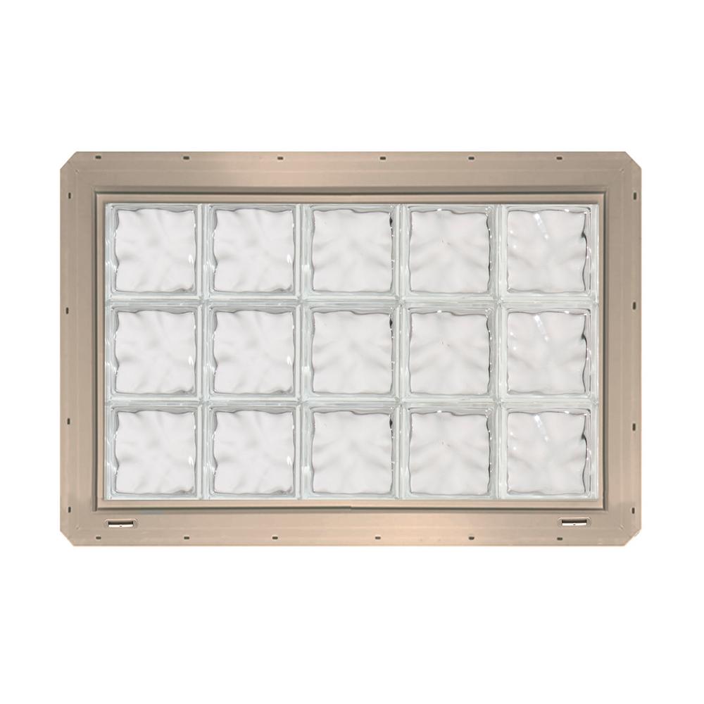 CrystaLok 39.25 in. x 24.25 in. x 3.25 in. Wave Pattern Glass Block ...