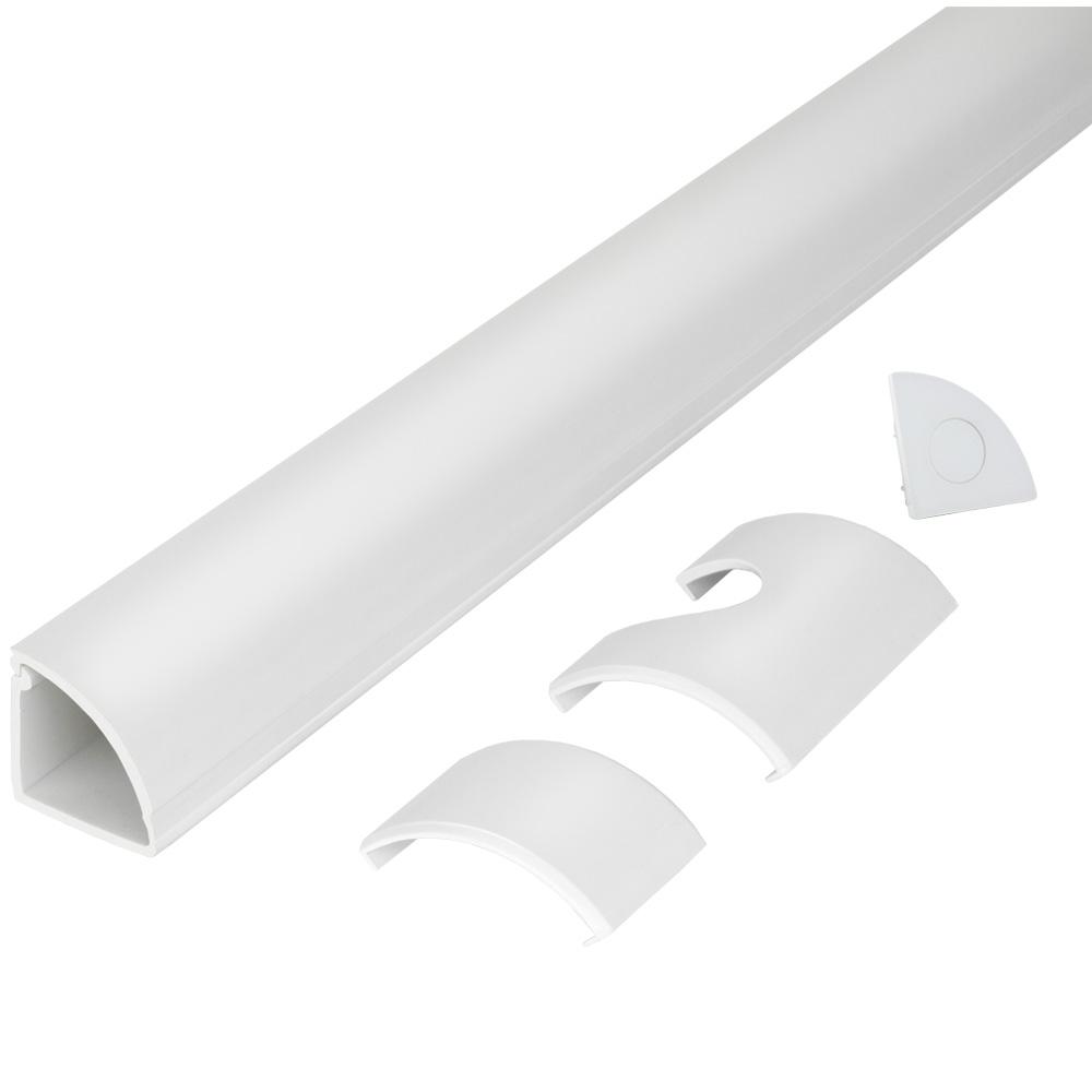 Commercial Electric 5 ft. 1/4 Round Baseboard Cord Channel, White-A60 ...