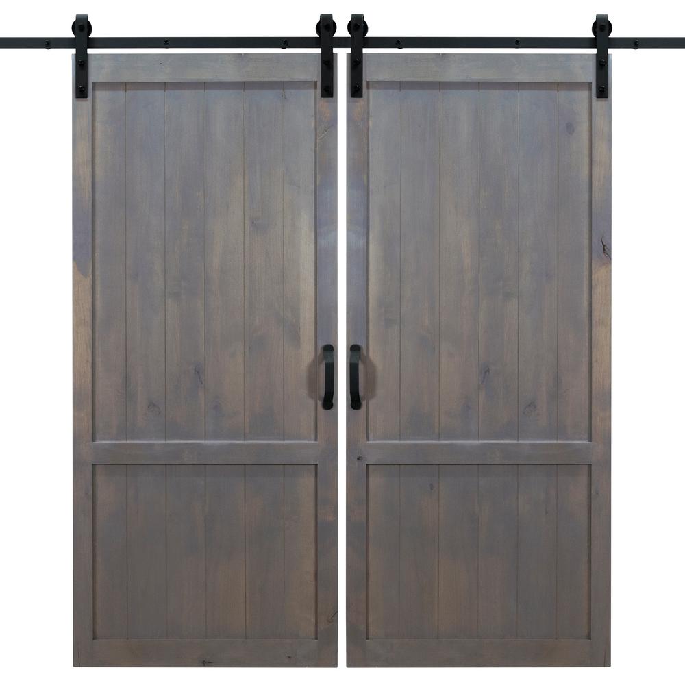 Dogberry 36 in. x 84 in. Country Vintage Ash Gray Double Sliding Barn ...